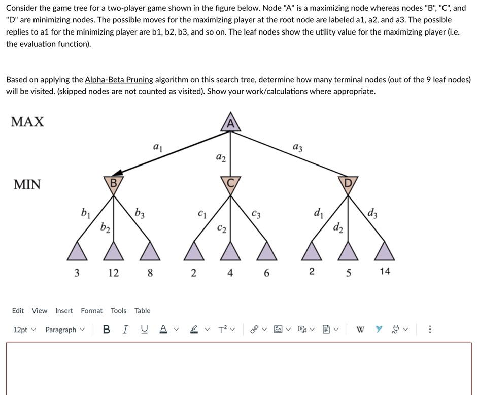 Solved Consider the game tree for a two-player game shown in | Chegg.com