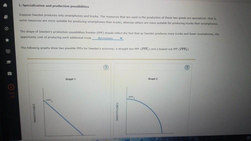 Solved 1. Specialization and production possibilities | Chegg.com