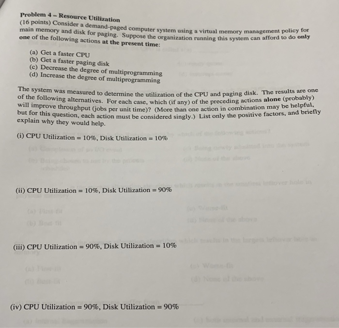 Solved Problem 4- Resource Utilization (16 points) Consider | Chegg.com