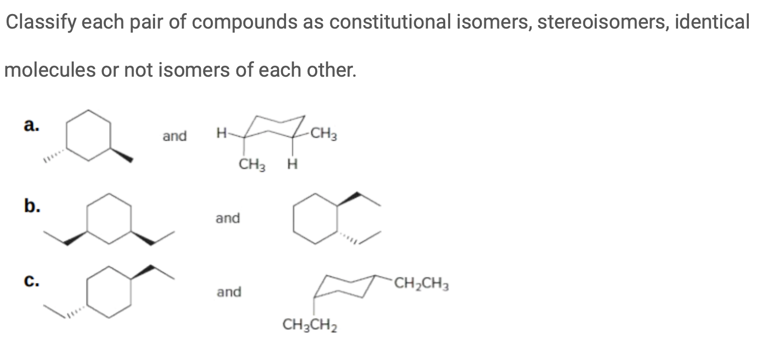 Solved Classify each pair of compounds as constitutional | Chegg.com