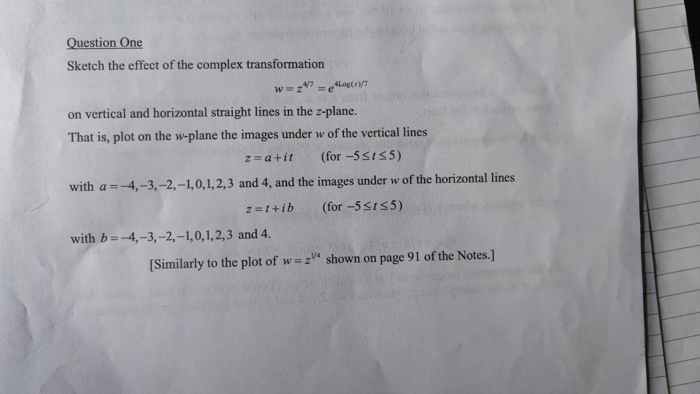 Solved Question One Sketch the effect of the complex | Chegg.com