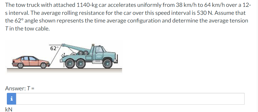 Solved The tow truck with attached 1140-kg car accelerates | Chegg.com