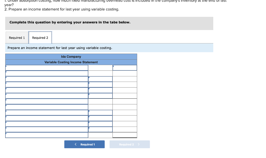 Solved Exercise 6-2 (Algo) Variable Costing Income | Chegg.com