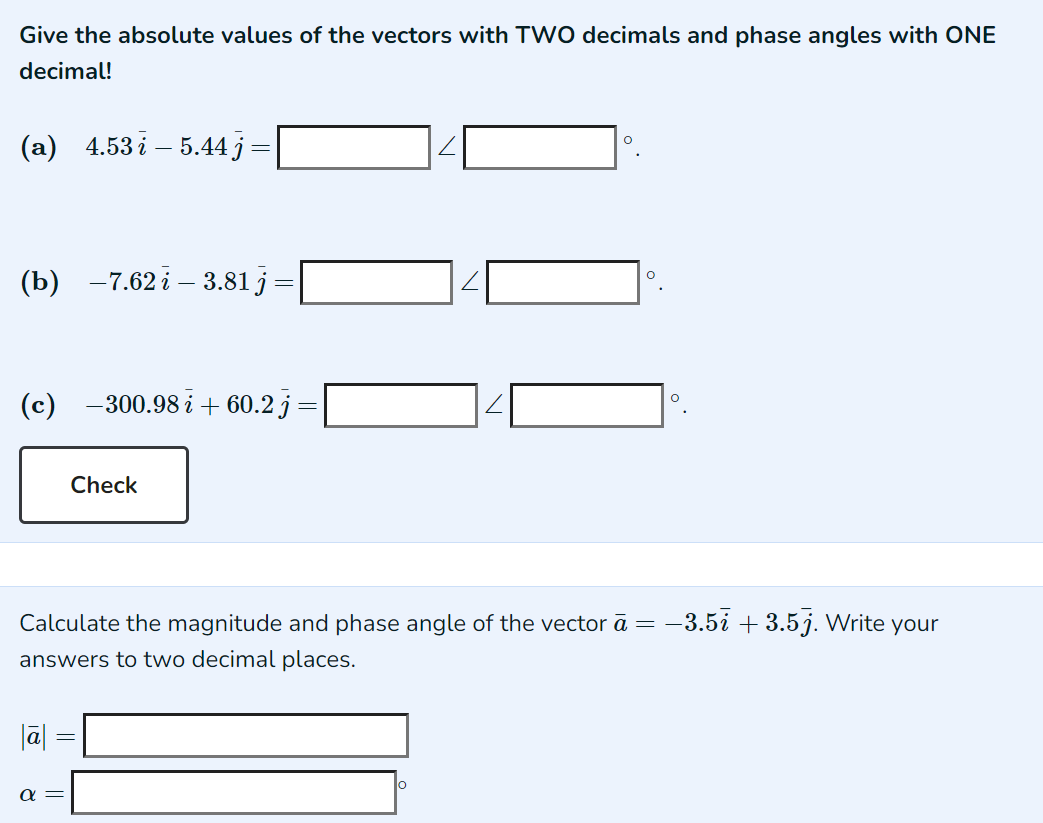 Solved Give the absolute values of the vectors with TWO | Chegg.com