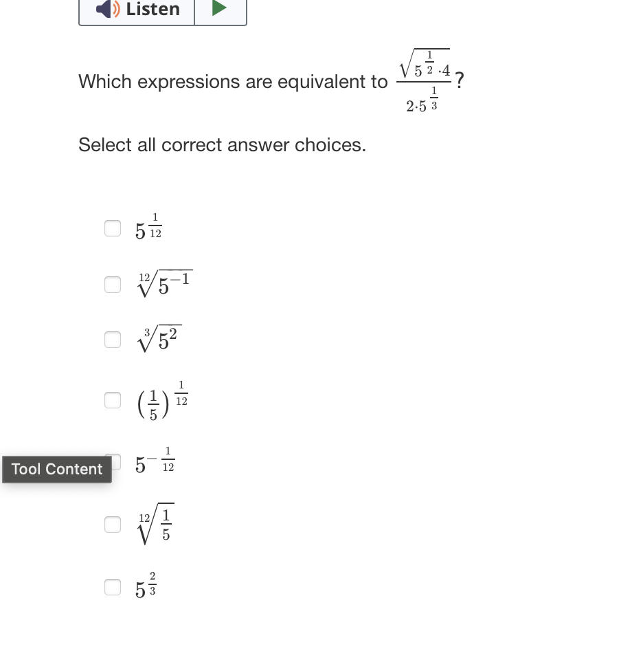 Which Expressions Are Equivalent To 