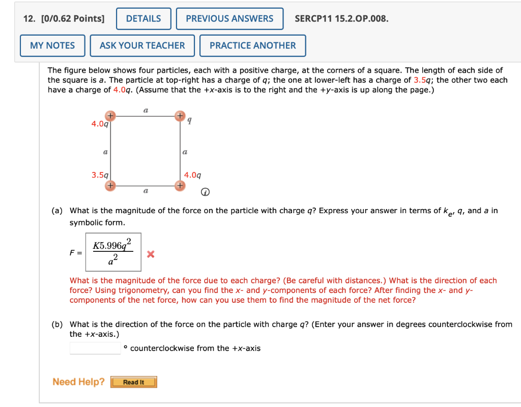Solved The figure below shows four particles, each with a | Chegg.com