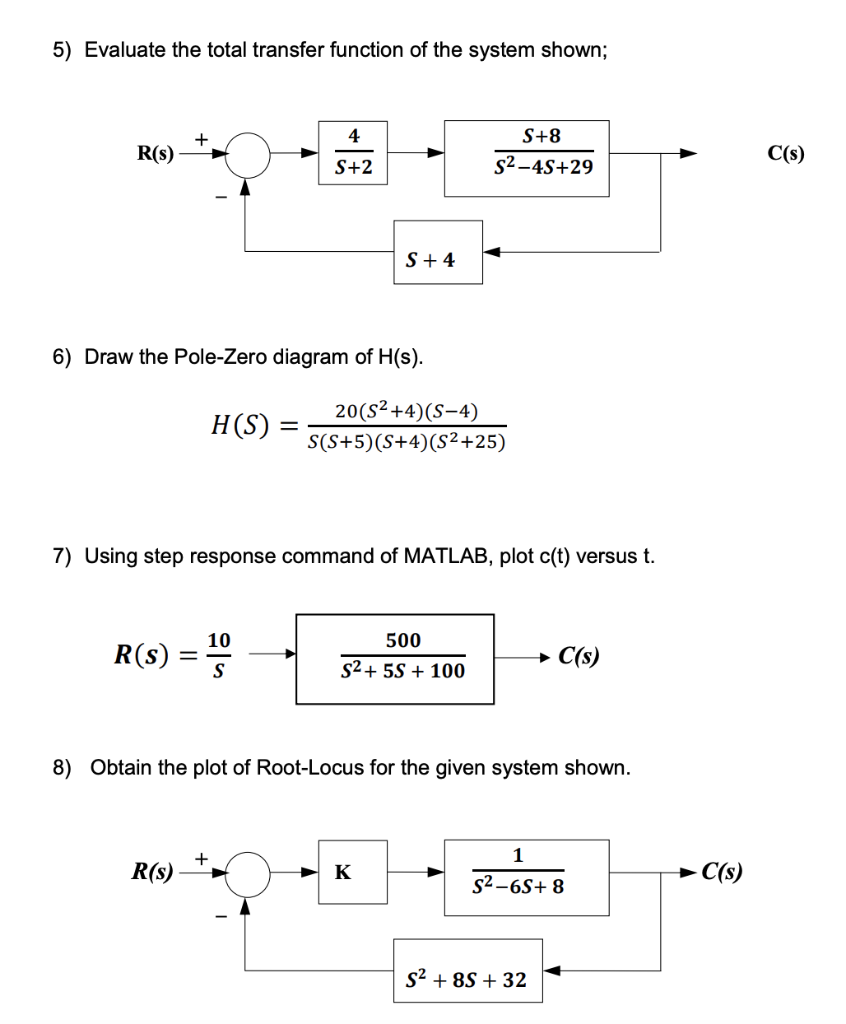 Solved 5) Evaluate the total transfer function of the system | Chegg.com