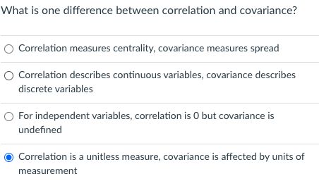 Solved What is one difference between correlation and | Chegg.com