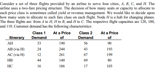 Consider a set of three flights provided by an | Chegg.com