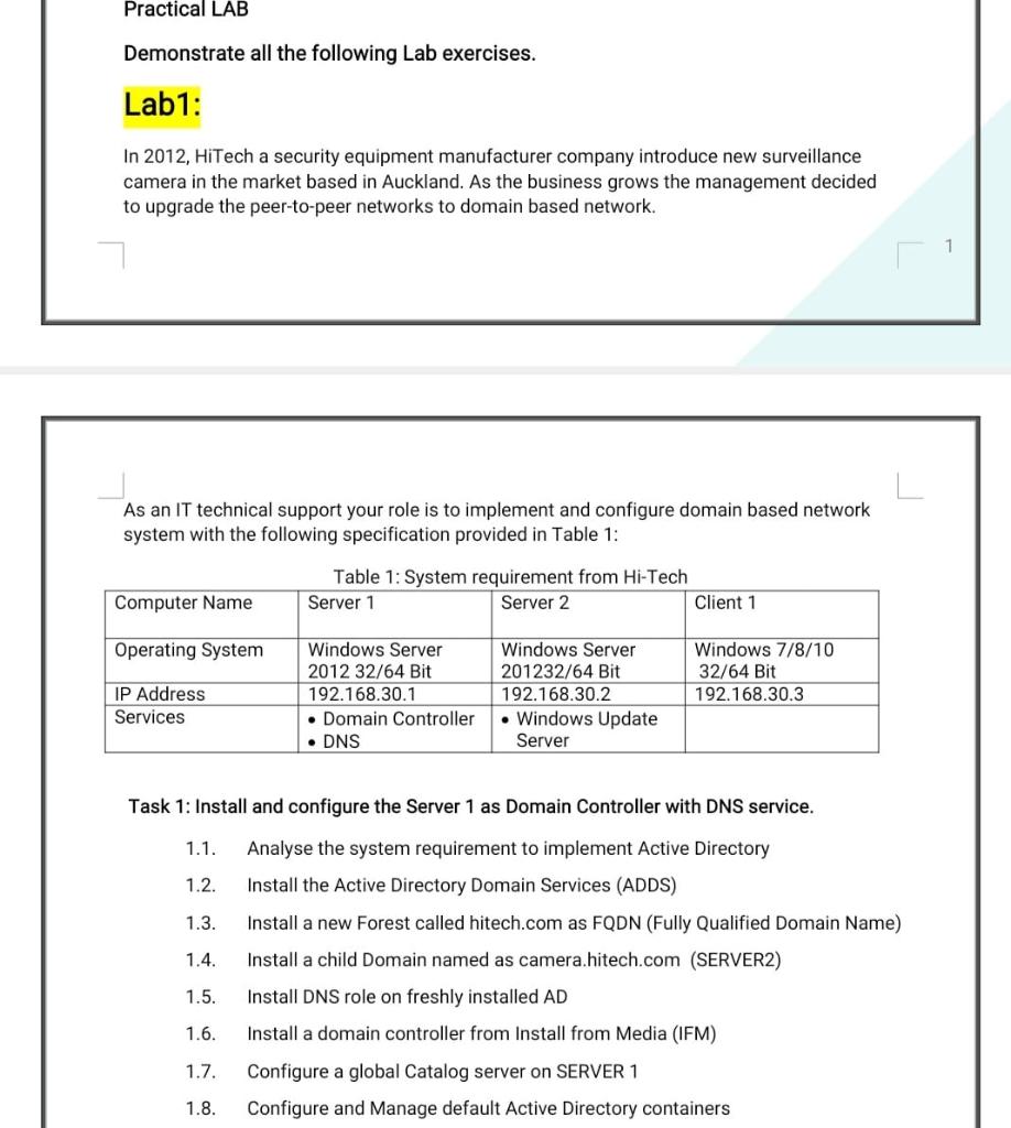 Practical LAB Demonstrate all the following Lab | Chegg.com