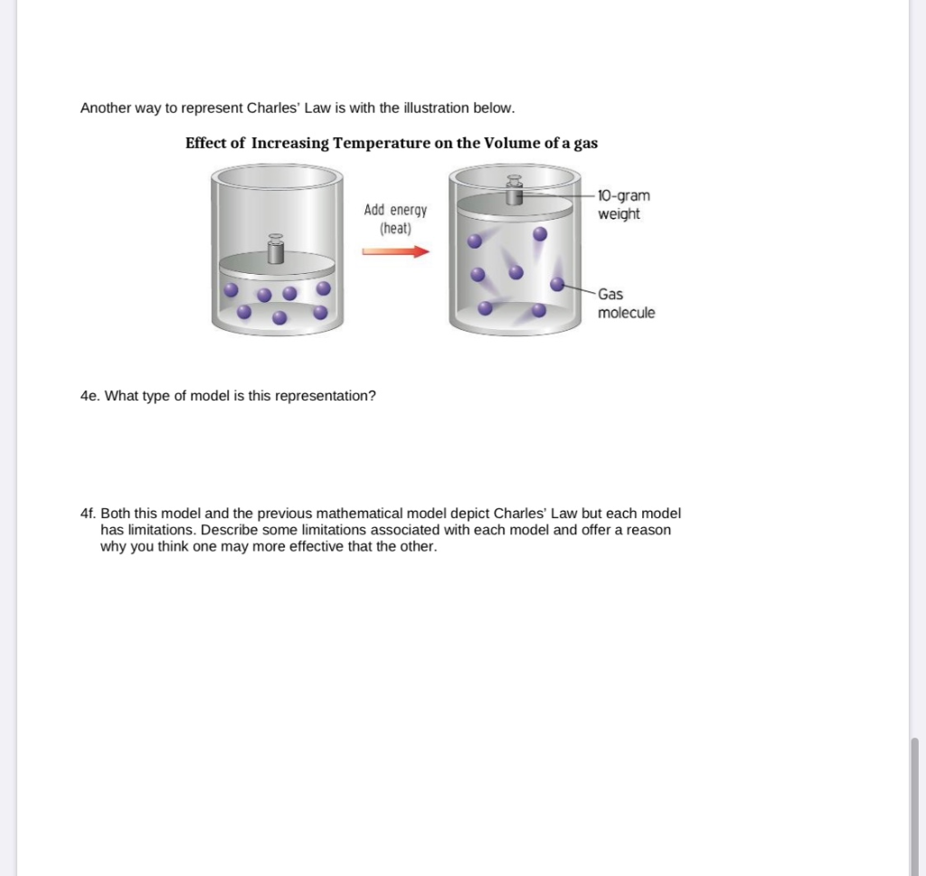 Solved Another way to represent Charles' Law is with the | Chegg.com