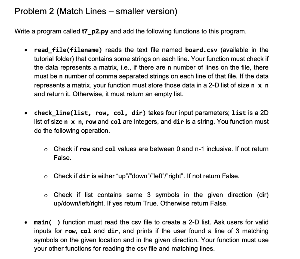 Problem 2 (Match Lines - smaller version) Write a | Chegg.com