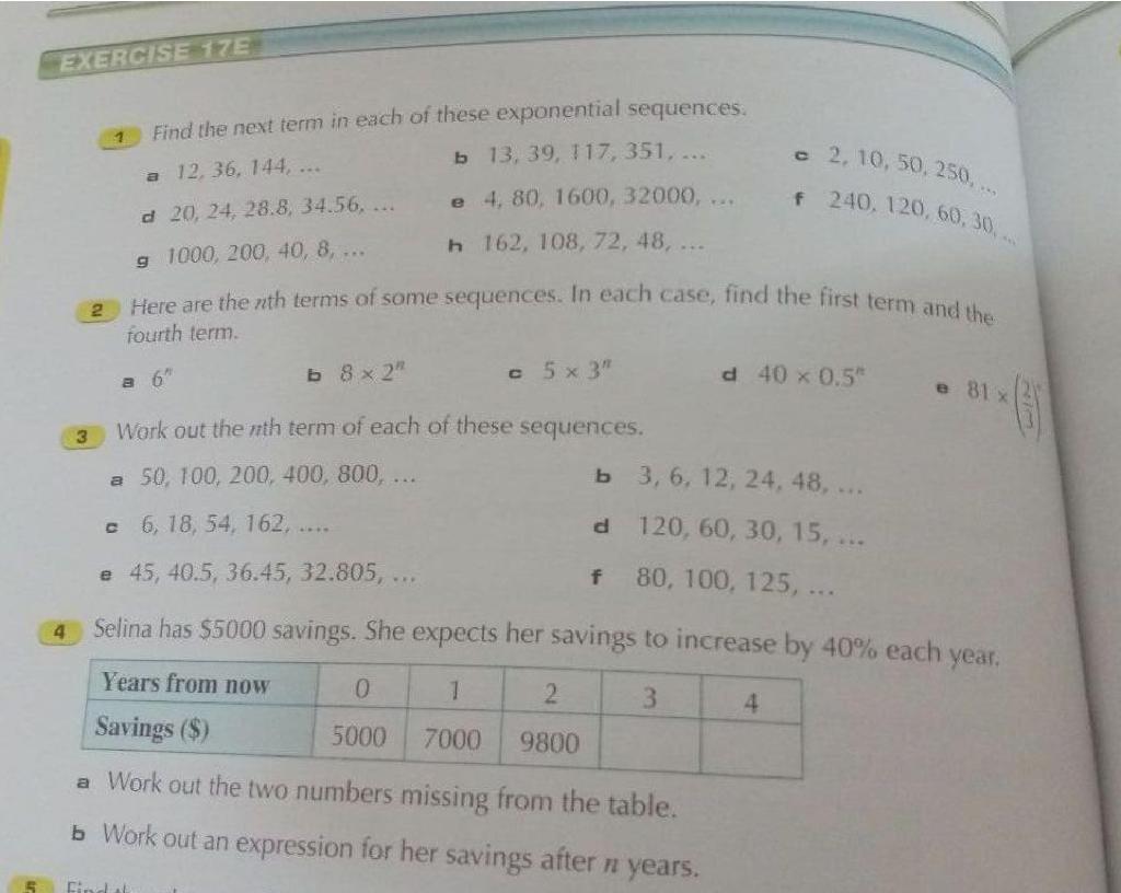 Solved EXERCISE 17E Find the next term in each of these | Chegg.com