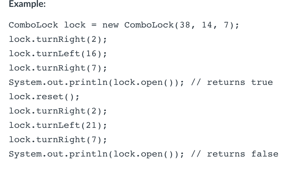Solved Implement a class ComboLock that works like the | Chegg.com