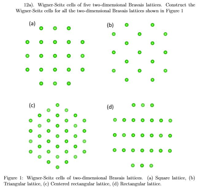 Solved 12a). Wigner-Seitz cells of five two-dimensional | Chegg.com
