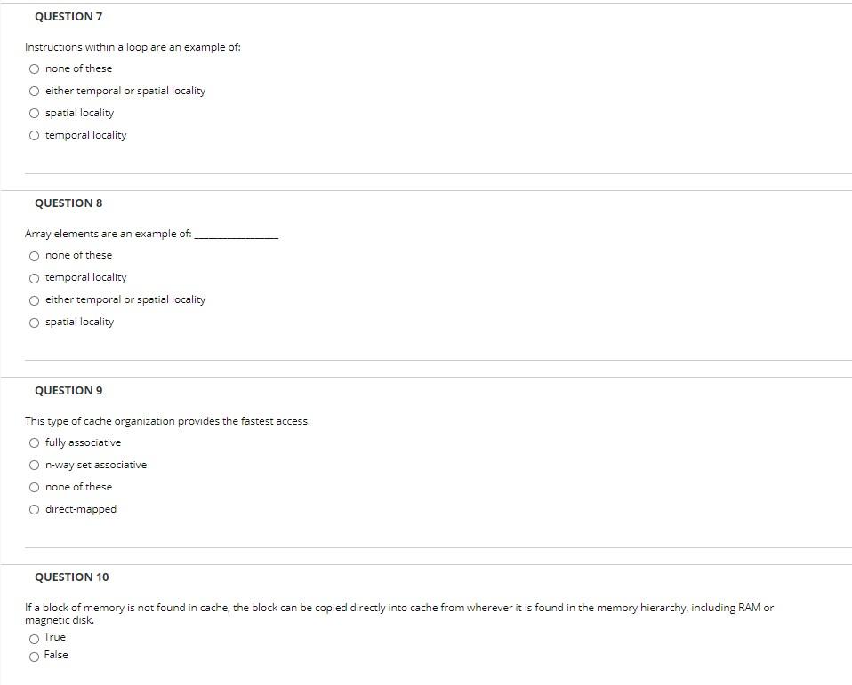 Solved QUESTION 7 Instructions within a loop are an example | Chegg.com