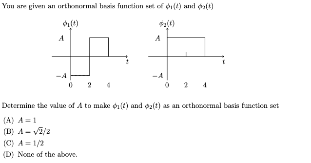 Solved You Are Given An Orthonormal Basis Function Set Of