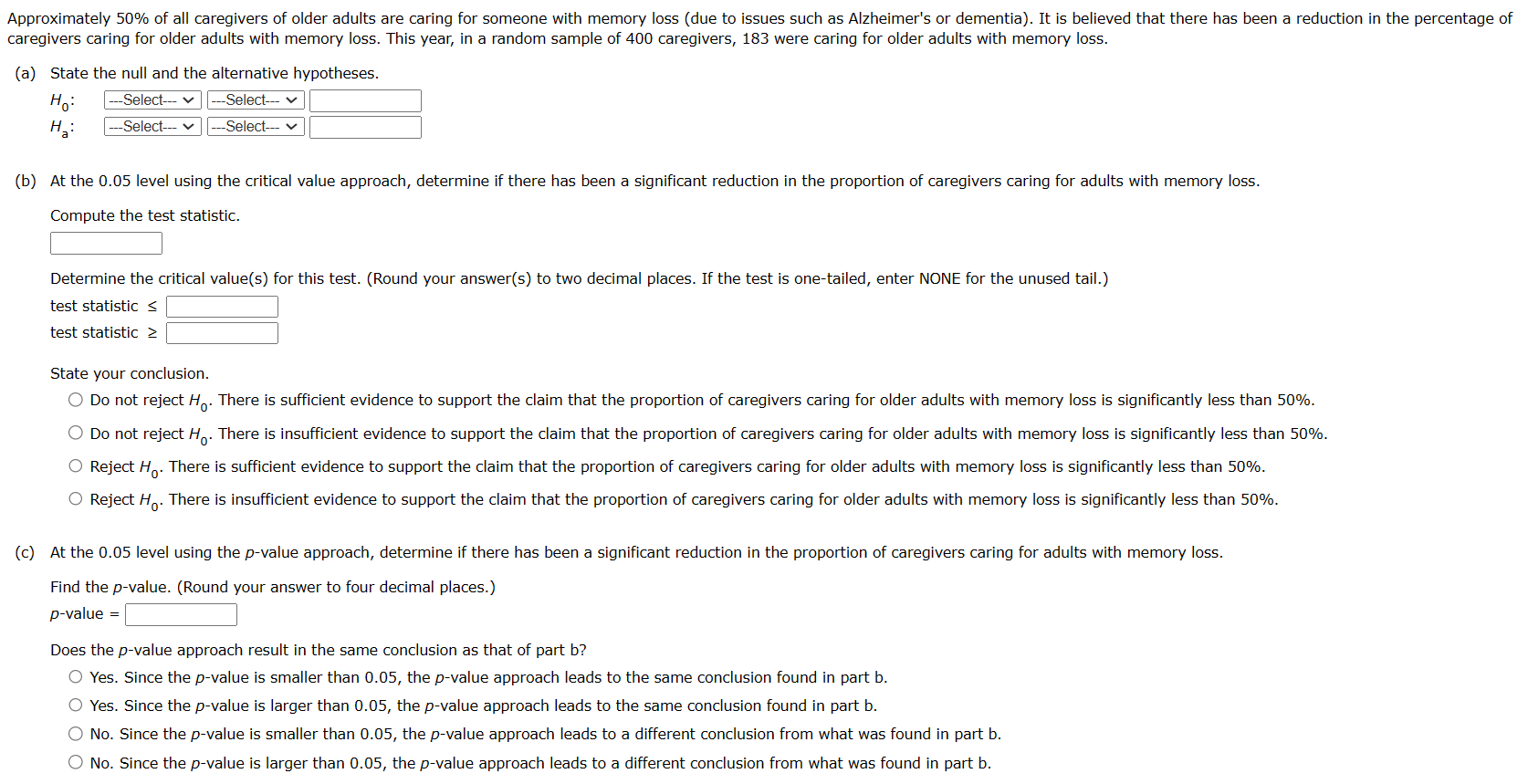Solved (c) At the 0.05 level using the p-value approach, | Chegg.com