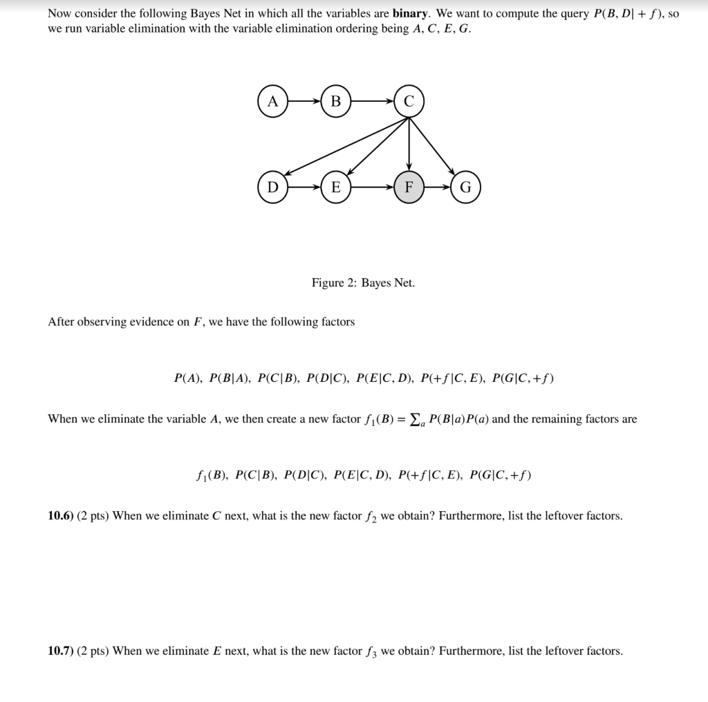 Now consider the following Bayes Net in which all the | Chegg.com