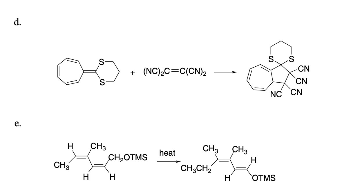 d. S. + (NC)2C=C(CN)2 S CN CN NC CN e . Н. CH3 | Chegg.com