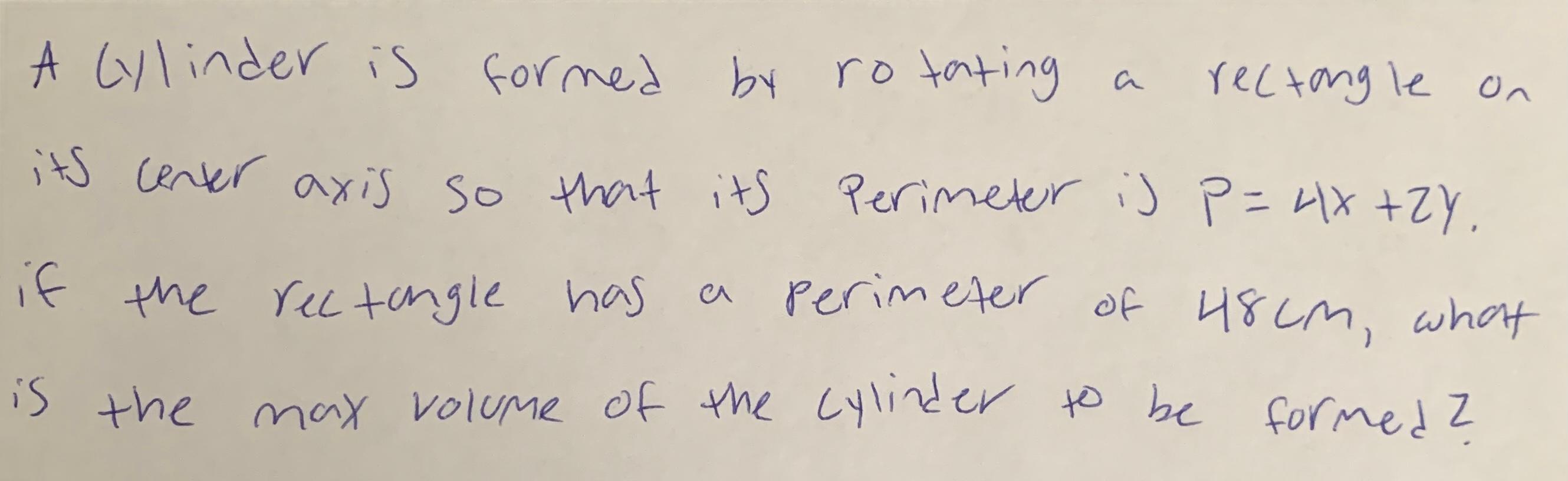 Solved A cylinder is formed by rotating a rectangle on its | Chegg.com