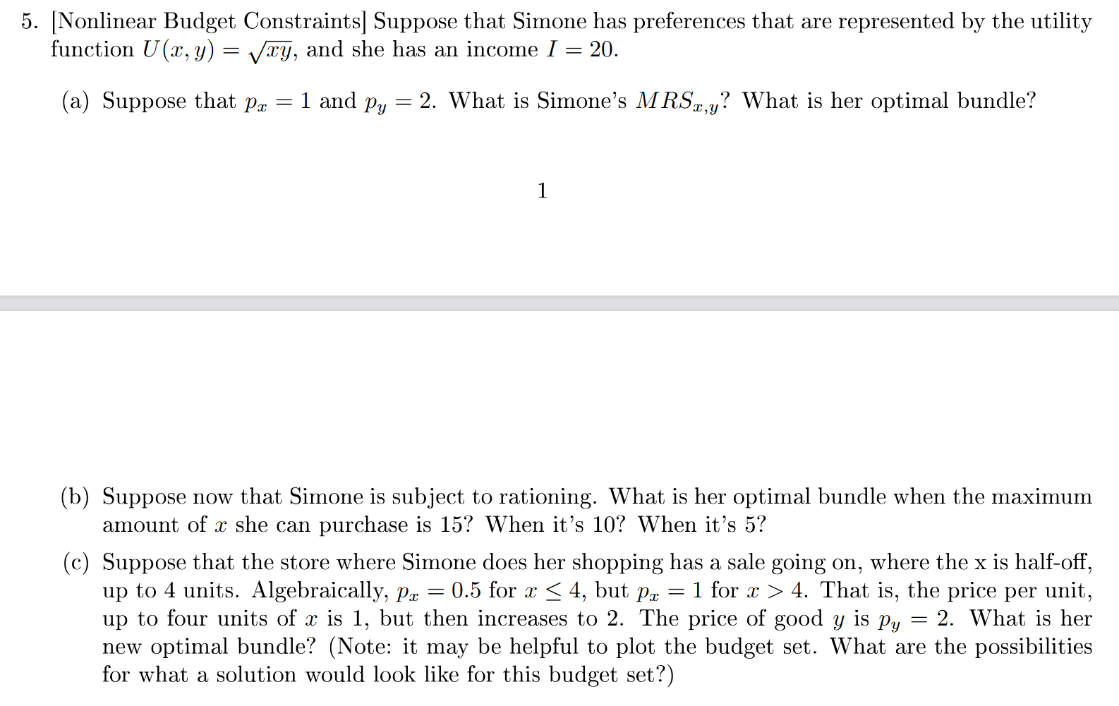 Solved 5. [Nonlinear Budget Constraints] Suppose that Simone | Chegg.com