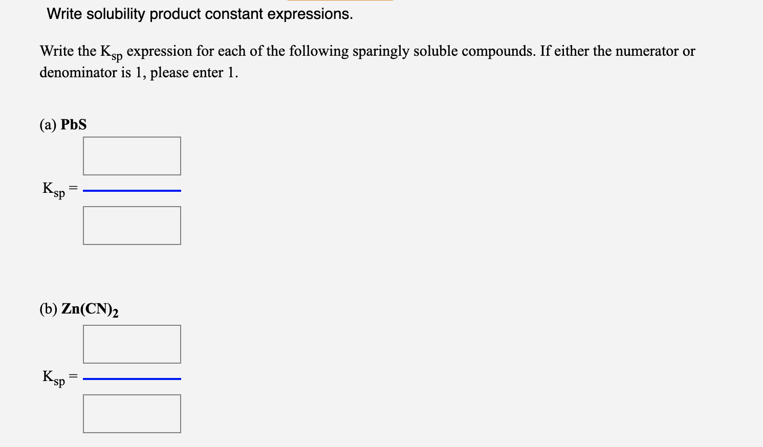 Solved Write solubility product constant expressions. Write | Chegg.com