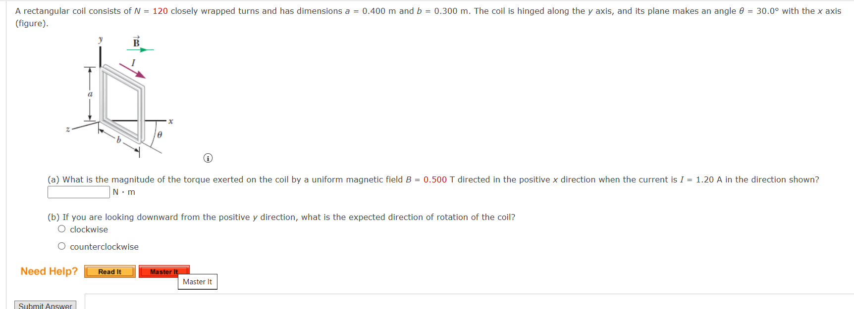 Solved A rectangular coil consists of N=120 ﻿closely wrapped | Chegg.com