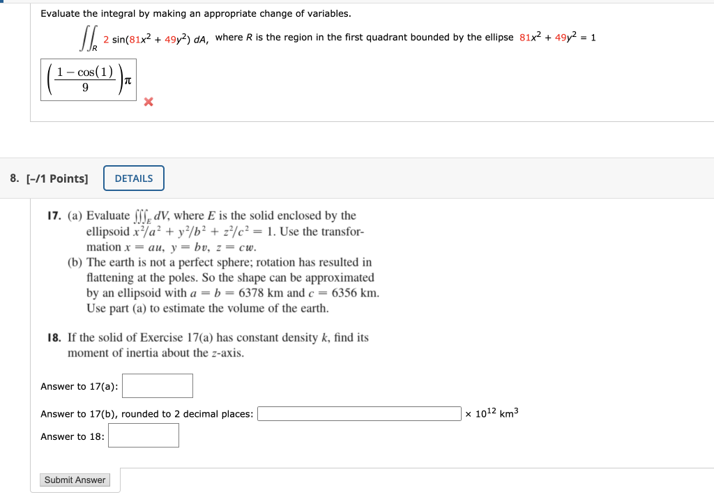Solved Evaluate the integral by making an appropriate change | Chegg.com