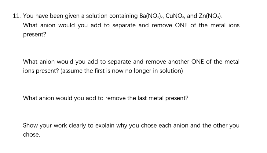 Solved 1. You have been given a solution containing | Chegg.com