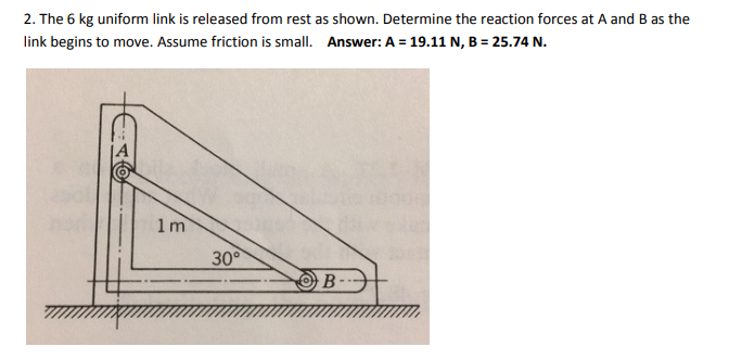 Solved 2. The 6 kg uniform link is released from rest as | Chegg.com