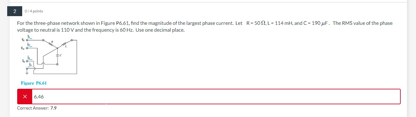 Solved For the three-phase network shown in Figure P6.61, | Chegg.com