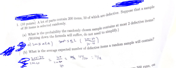 Solved 1. (10 points) A lot of parts contain 200 items, 50 | Chegg.com