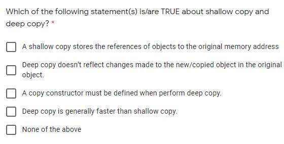 Solved Which of the following statement(s) is/are TRUE about | Chegg.com
