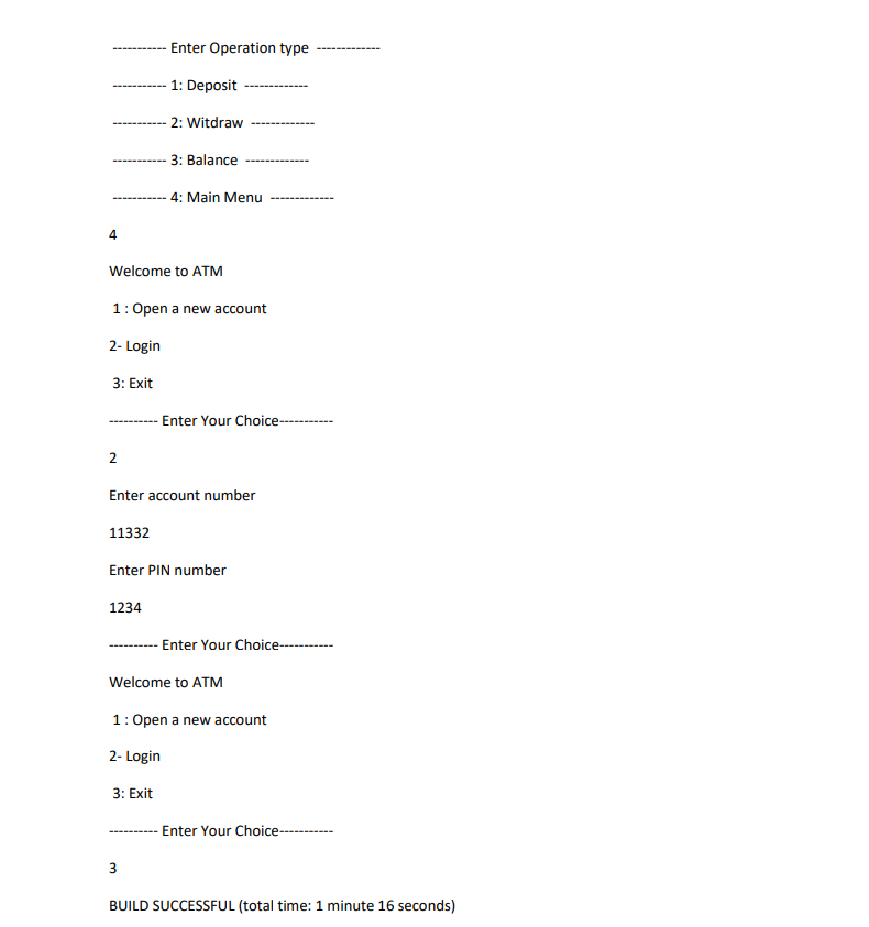 Solved Design an ATM project using java language this is the | Chegg.com