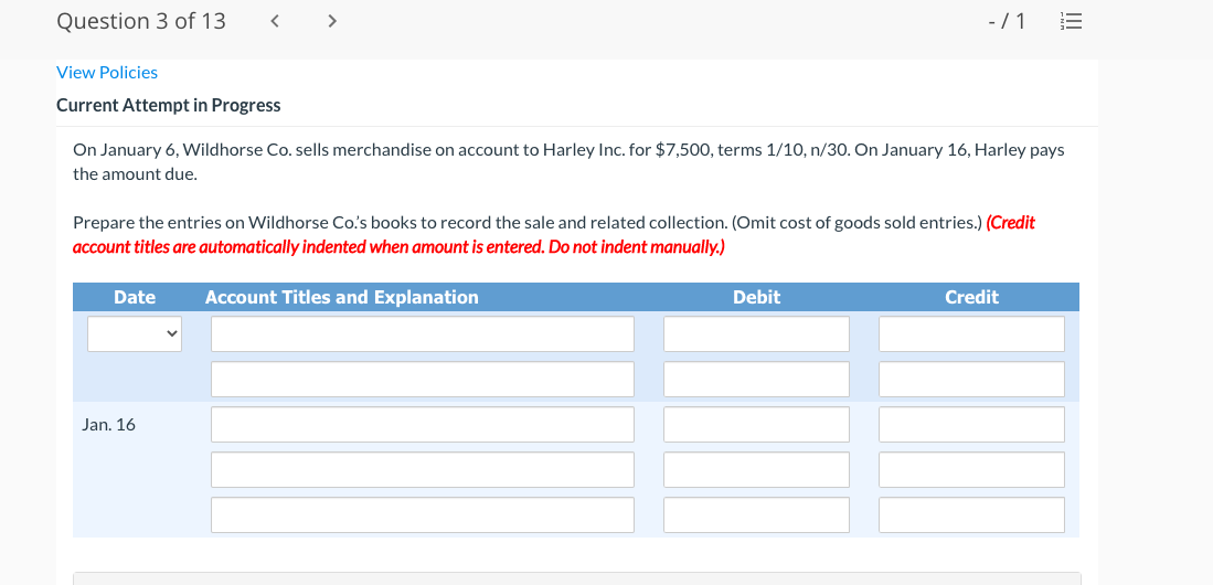 Solved Question 3 of 13 - / 1 View Policies Current Attempt | Chegg.com
