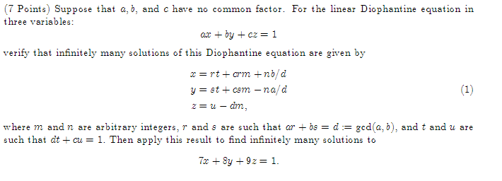 Solved #3 and prove that the only solutions to the | Chegg.com