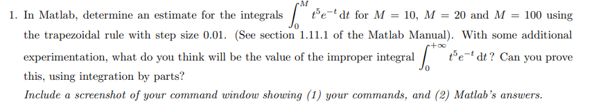Solved In Matlab, determine an estimate for the integrals | Chegg.com