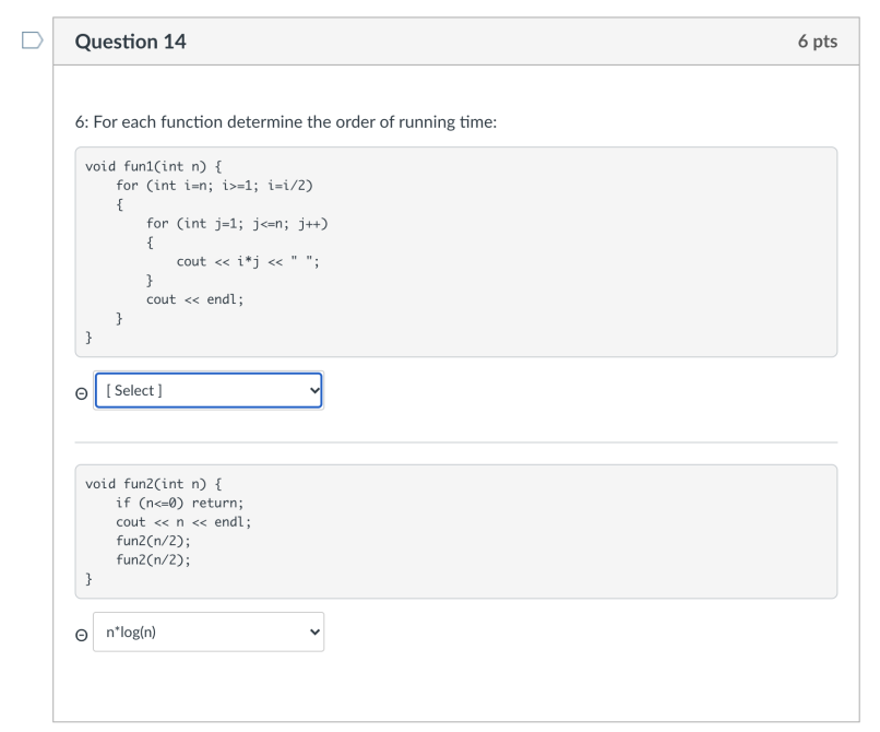 Solved For each function determine the order of running | Chegg.com
