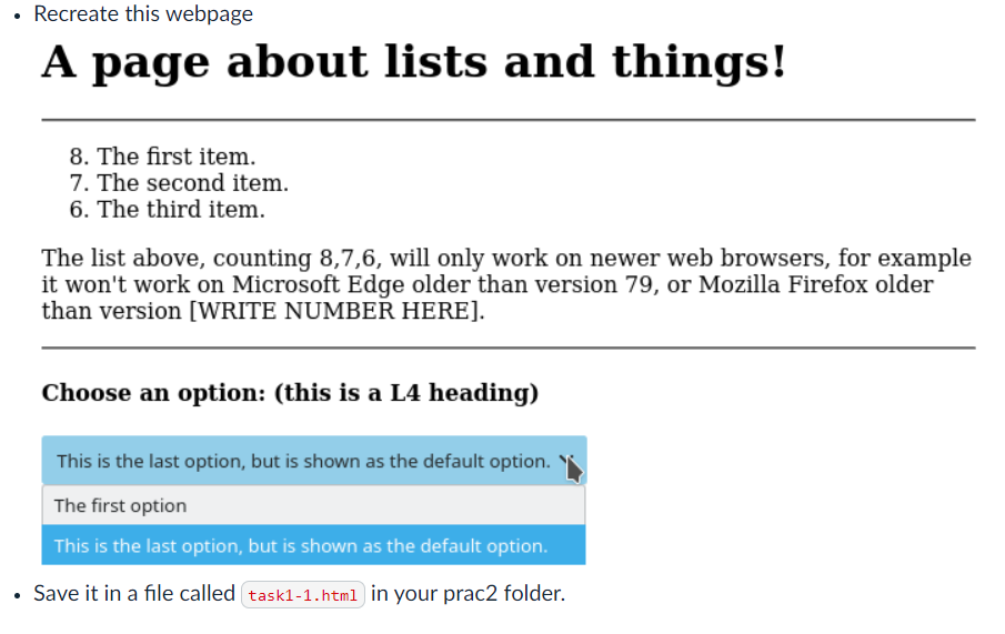 Solved Recreate this webpage A page about lists and things! | Chegg.com
