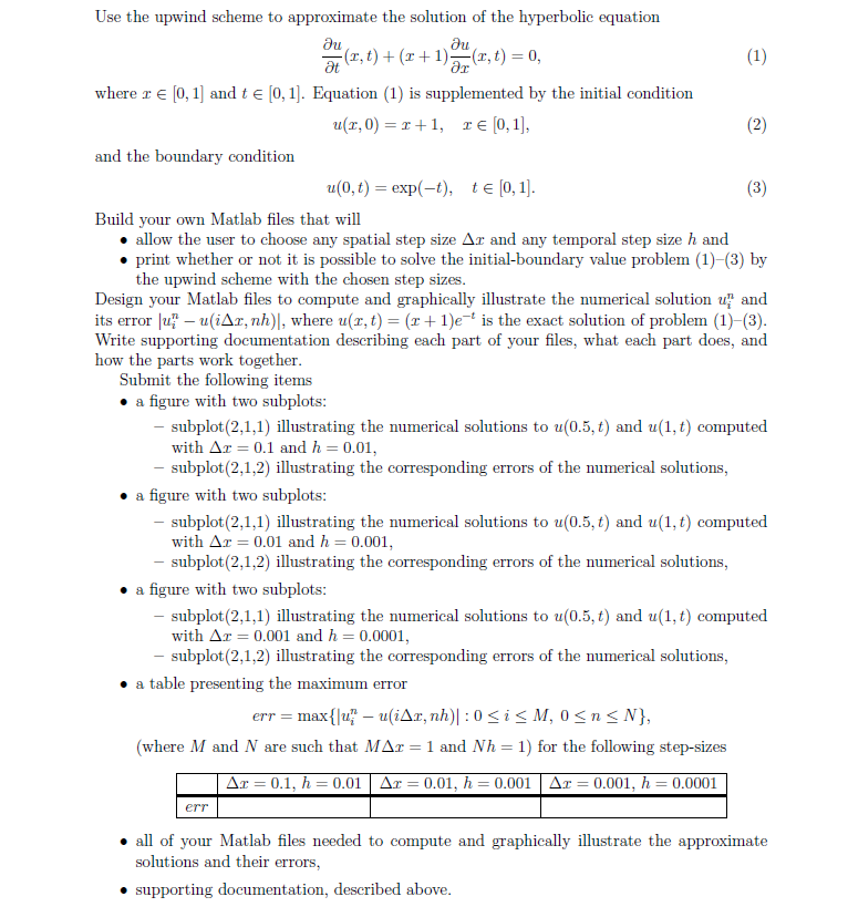 ) Use the upwind scheme to approximate the solution | Chegg.com