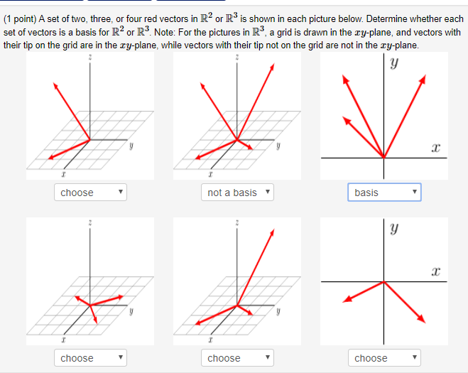 (1 point) A set of two, three, or four red vectors in | Chegg.com