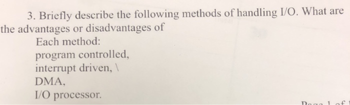 Solved 3. Briefly describe the following methods of handling | Chegg.com