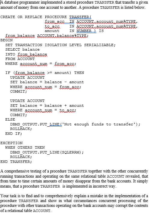 Solved A database programmer implemented a stored procedure | Chegg.com