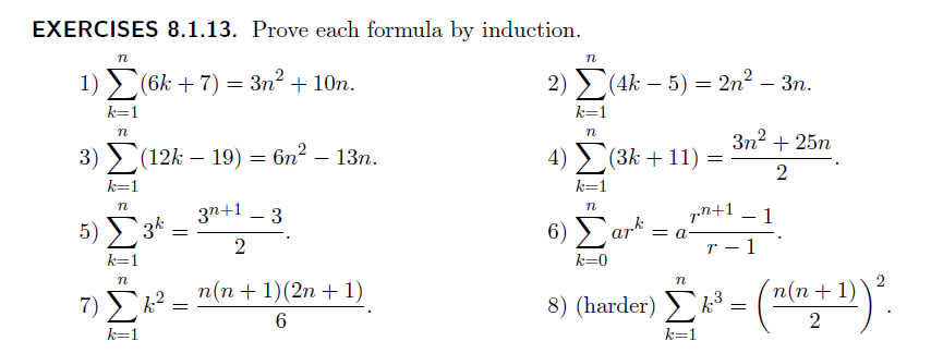 Solved EXERCISES 8.1.13. ﻿Prove each formula by | Chegg.com