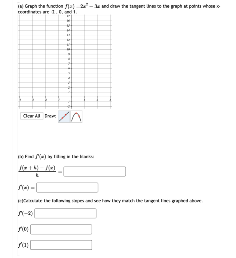 Solved (a) ﻿Graph the function f(x)=2x2-3x ﻿and draw the | Chegg.com