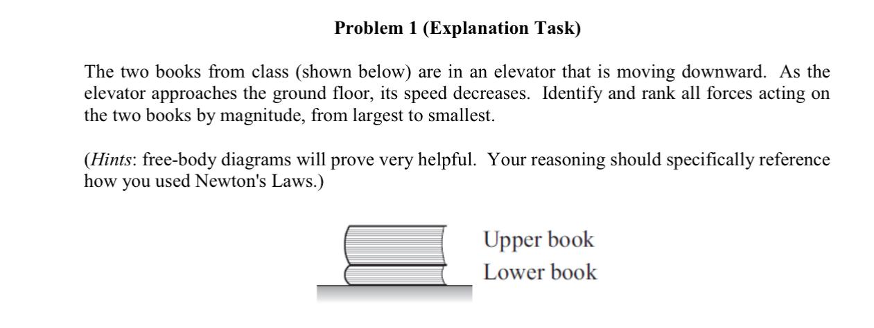Solved Problem 1 (Explanation Task) The two books from class | Chegg.com