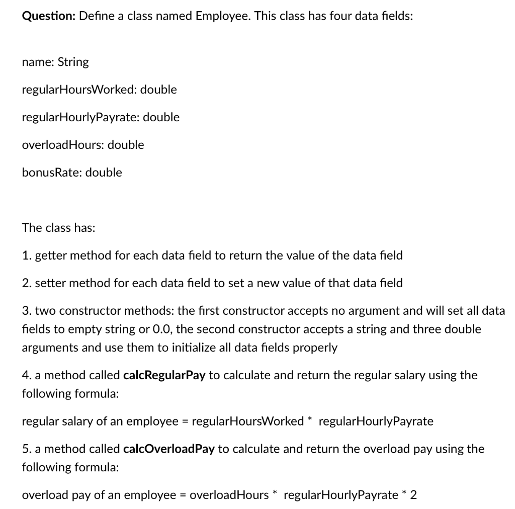 Solved Question: Define a class named Employee. This class | Chegg.com