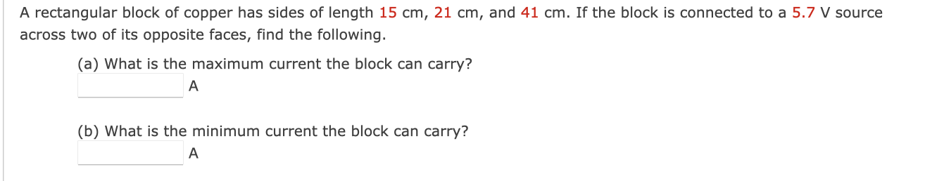 Solved A rectangular block of copper has sides of length | Chegg.com