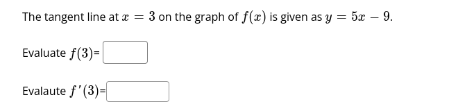 Solved The tangent line at x=3 ﻿on the graph of f(x) ﻿is | Chegg.com